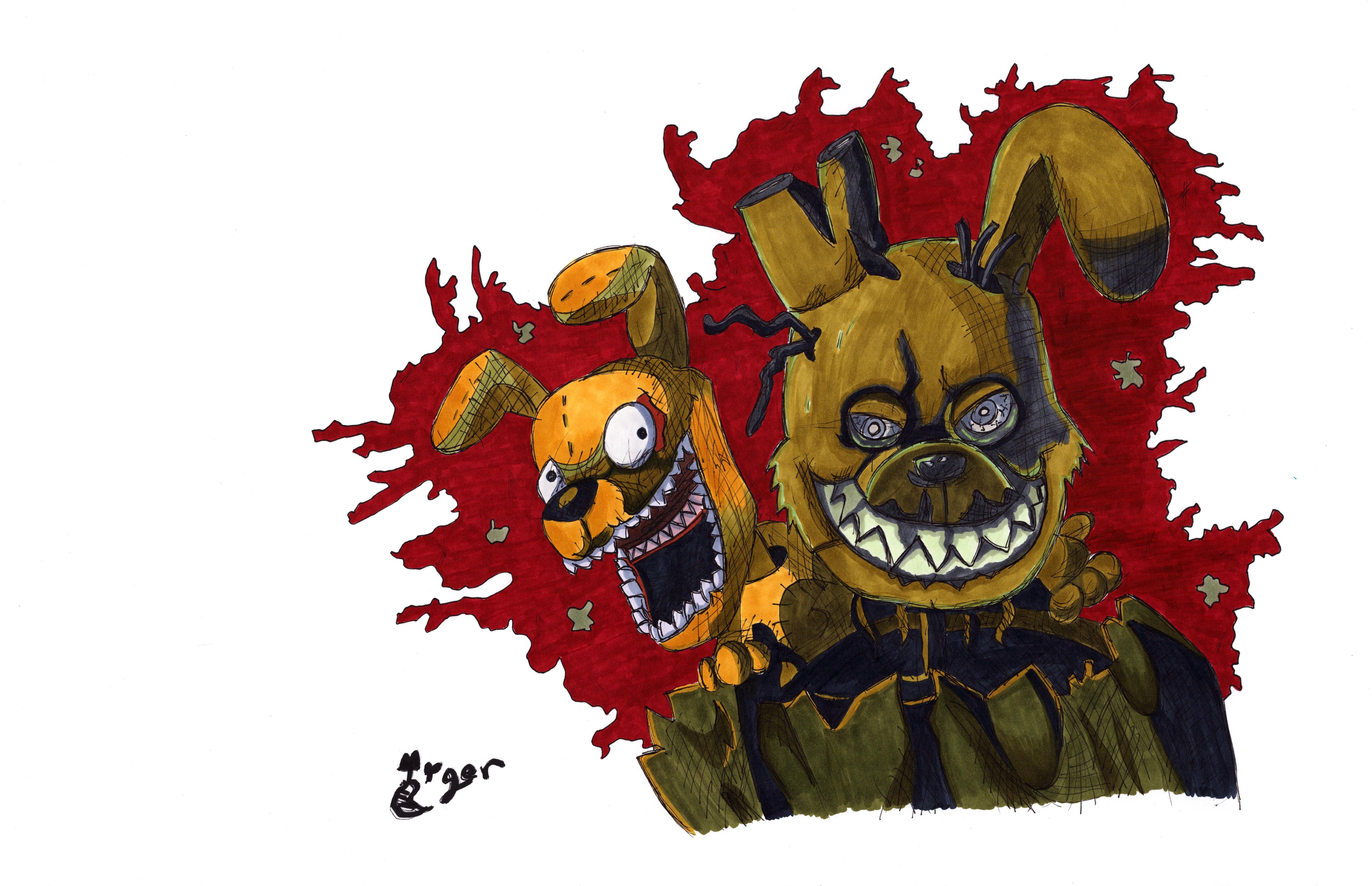 FNAF - Springtrap and Springlock 11x17 Character Drawing – The Autistic ...