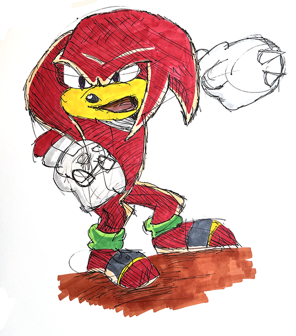 Knuckles - Sonic 11x17 Character Drawing – The Autistic Tiger