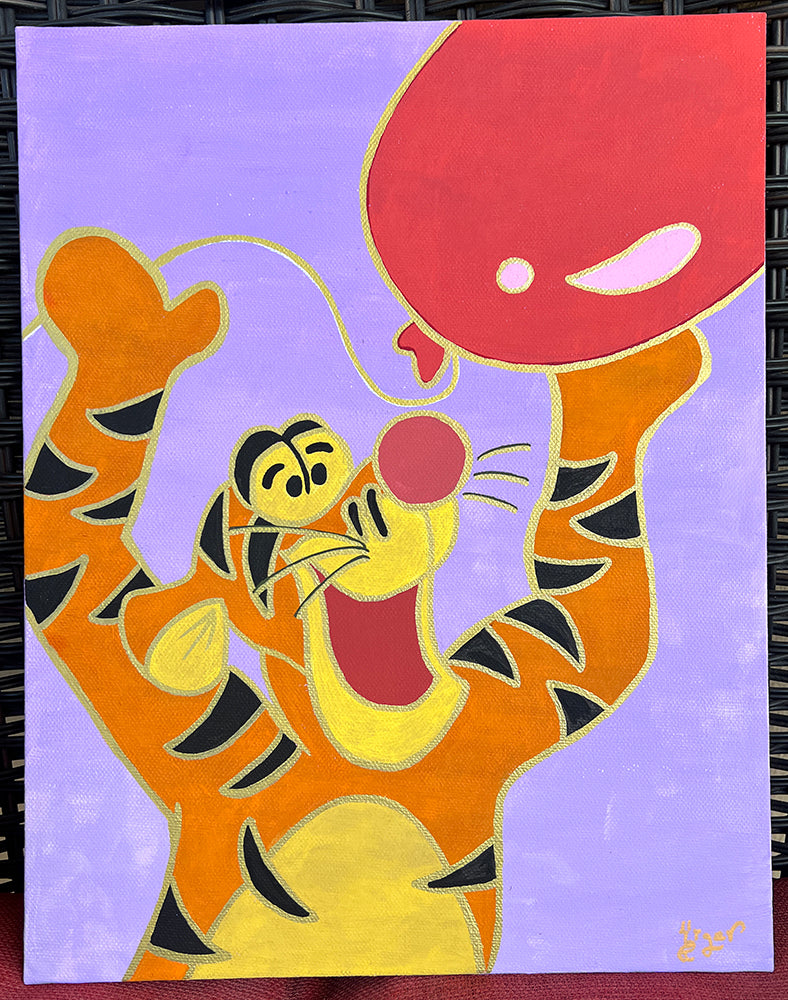 11x14 Painting of Tigger and Balloon – The Autistic Tiger