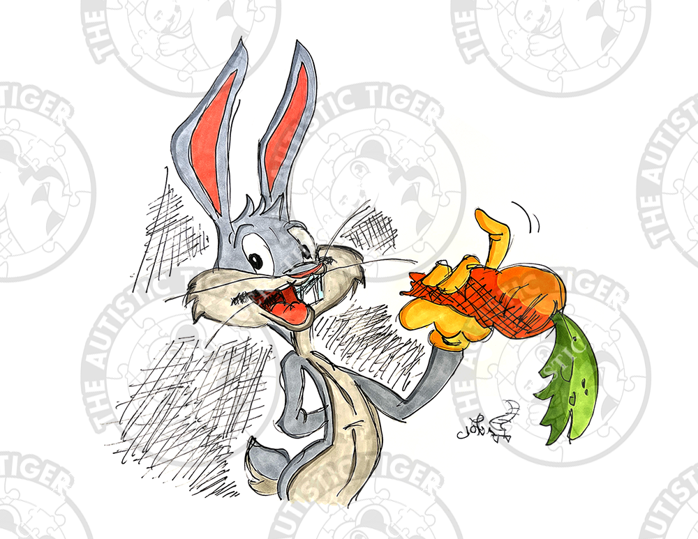 Art Print - C43 Upside Down Bugs Bunny - Looney Tunes – The Autistic Tiger