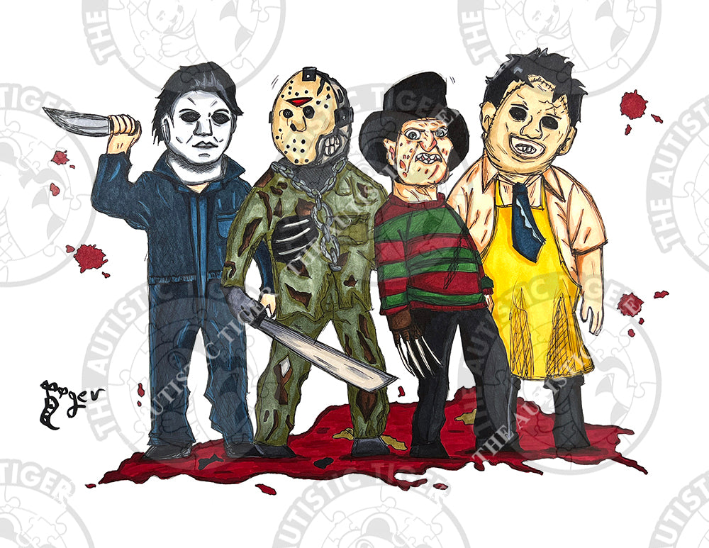 Art Print - N57 Fab Four Horror Guys – The Autistic Tiger