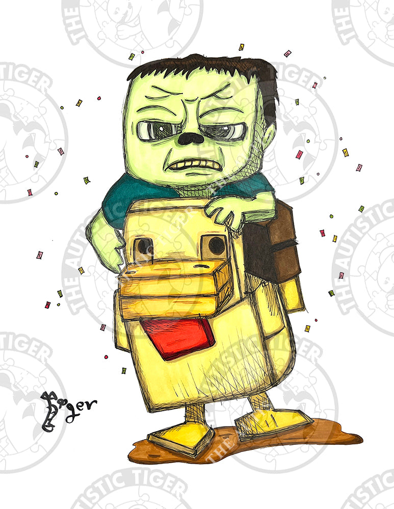 Art Print - N62 Chicken Jockey - Minecraft – The Autistic Tiger