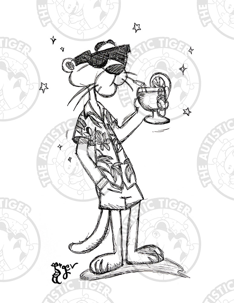 Art Print - P5 Pink Panther B/W – The Autistic Tiger