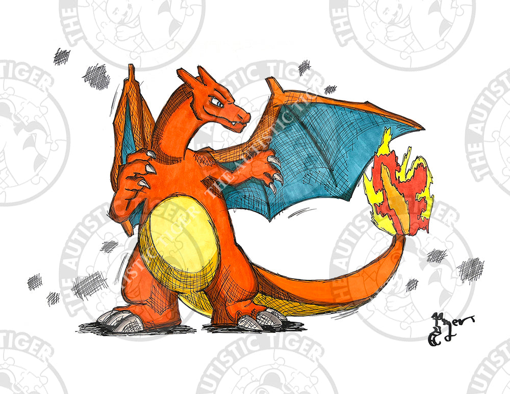 Art Print - PK2 Standing Charizard - Pokemon – The Autistic Tiger